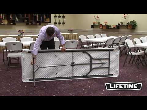 Lifetime 8ft Rectangular Tables and Chairs Set White 80147-KitSuperStore.com