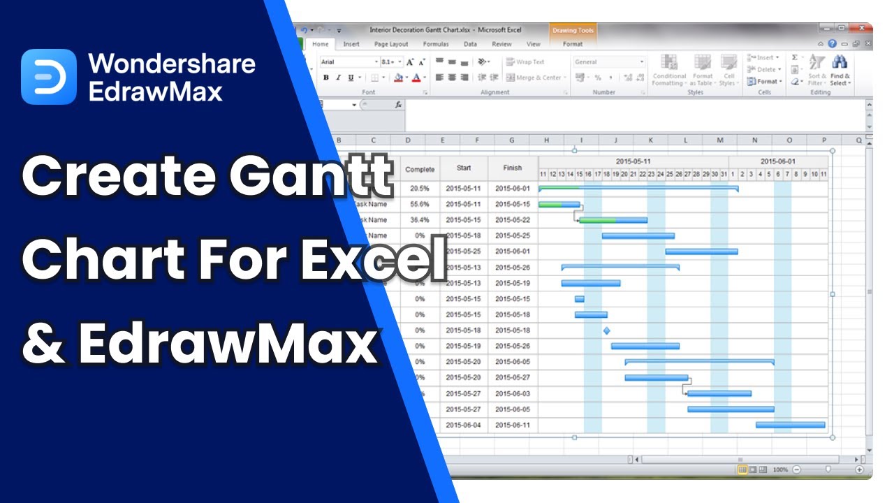 Create Gantt Chart for Excel and EdrawMax