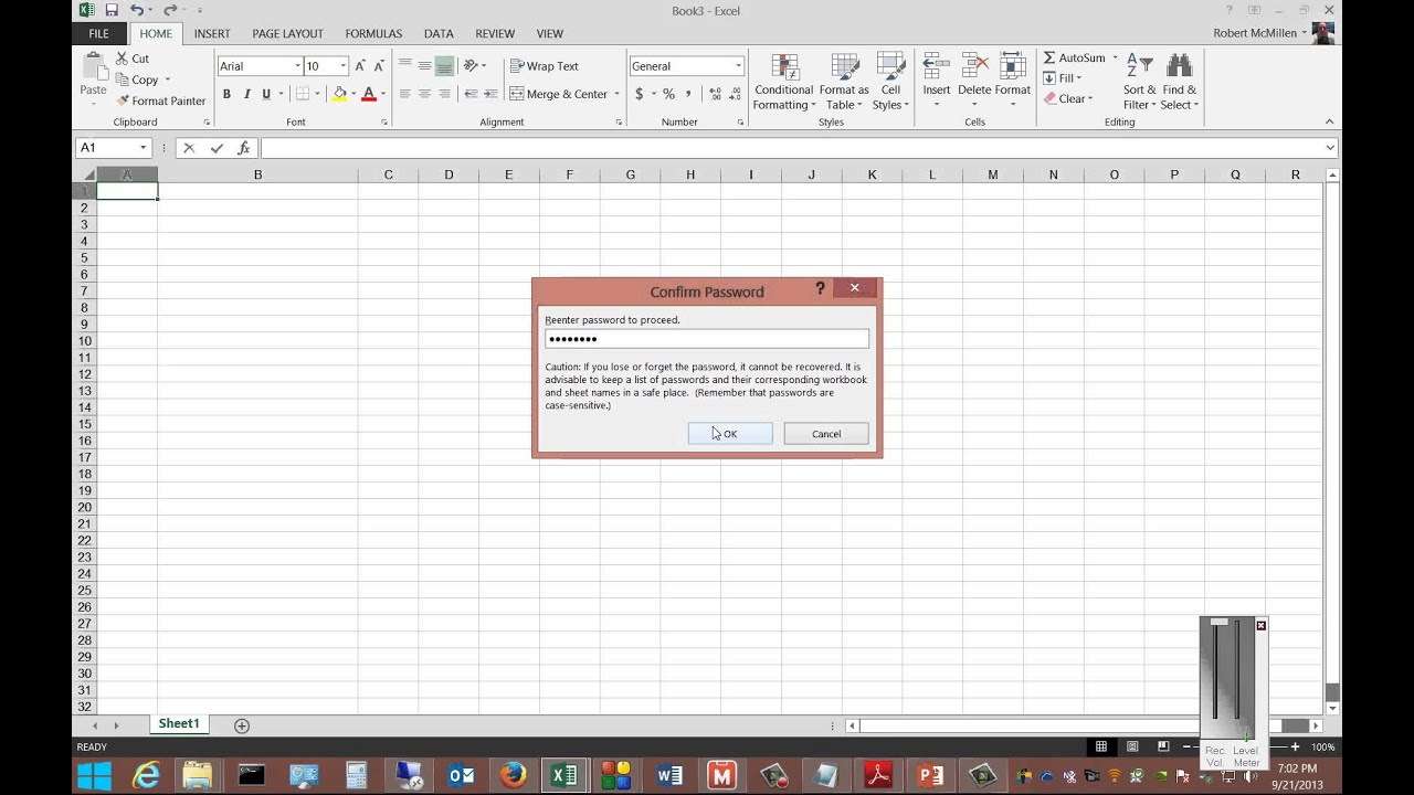How to protect an Excel 2013 document structure from changes