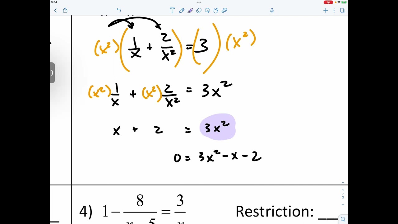 [Alg2] Solving Rational Equations - Example 2
