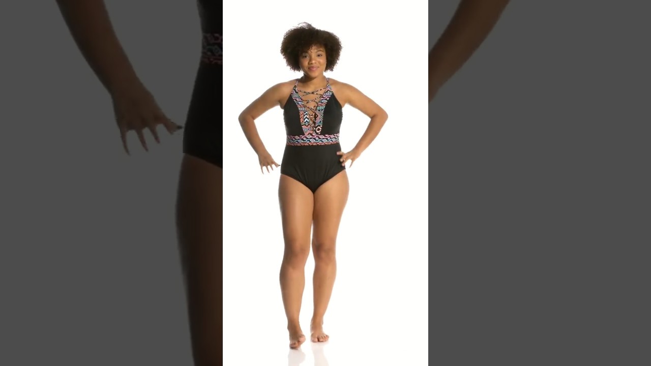 La Blanca Plus Size La Azteca Lace Up One Piece Swimsuit | SwimOutlet.com