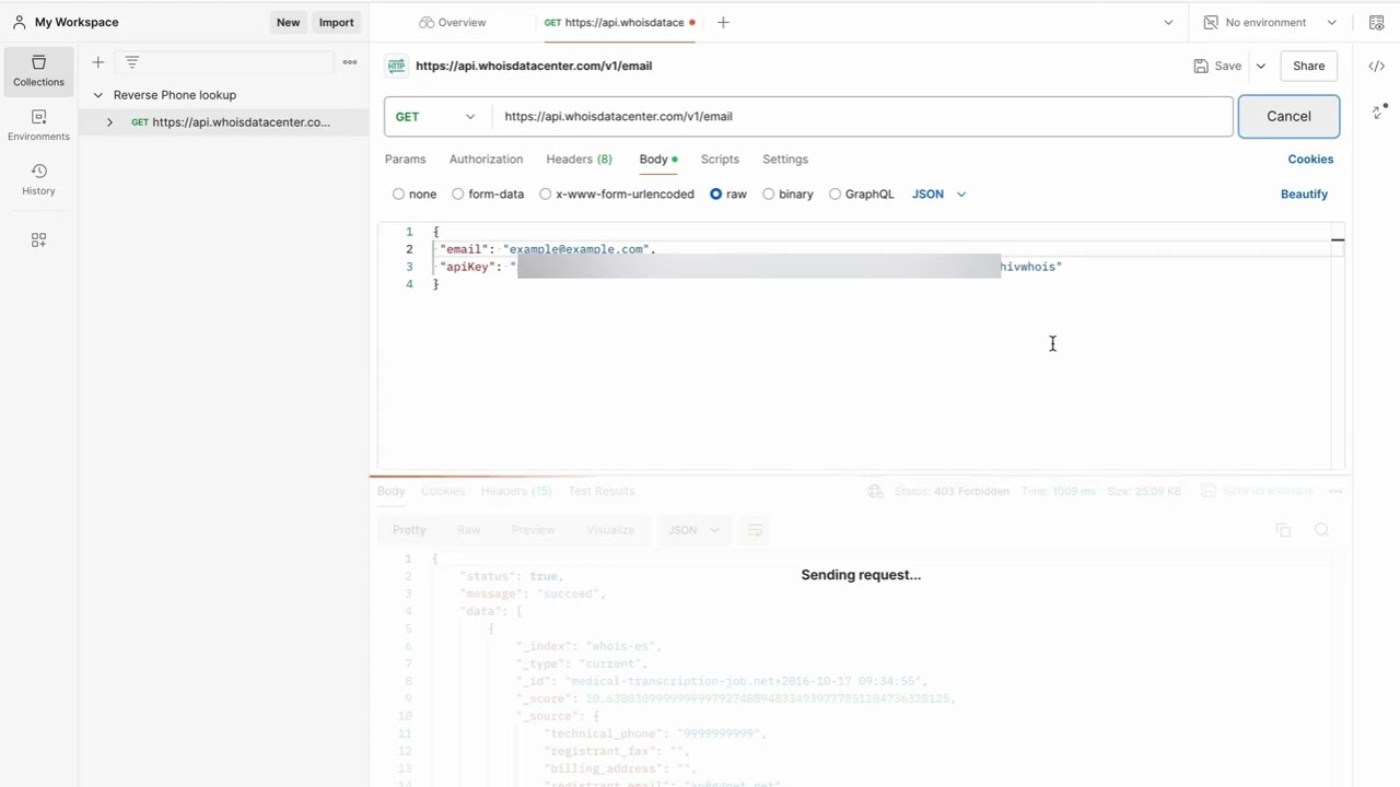 Whois API   - Revers Lookup Request