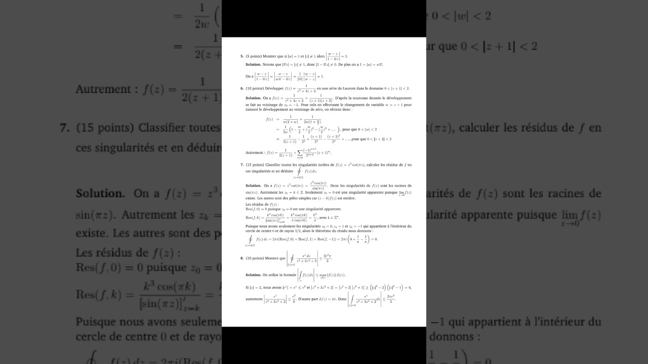 Examens Corrigés Analyse Complexe Lien de téléchargement PDF dans les commentaires #shorts
