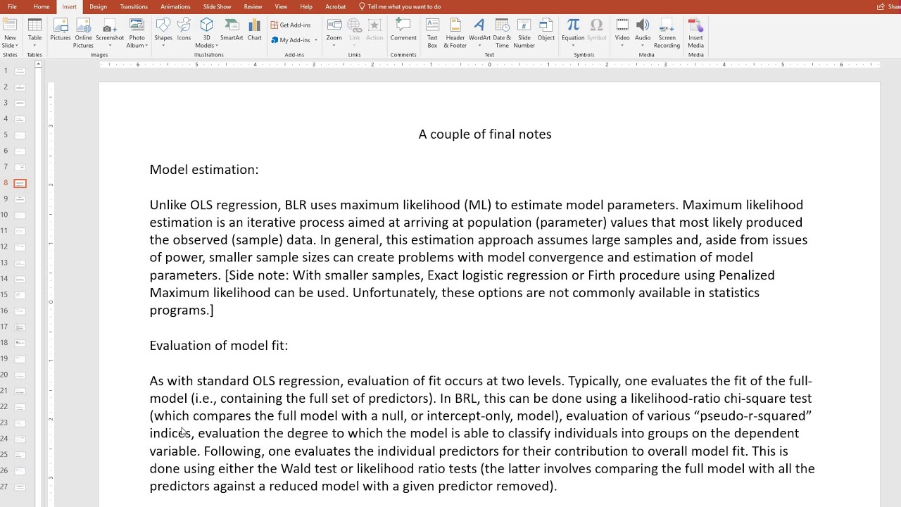 Binary logistic regression: Overview and example using jamovi (2019)