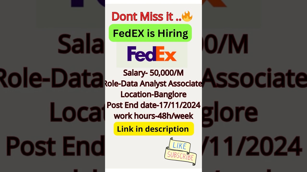 #fedex is hring || #fedex  || #new job notifications || #2024