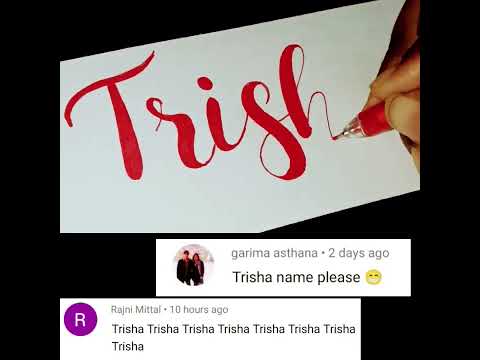Trisha name calligraphy with pen | #shorts #calligraphy