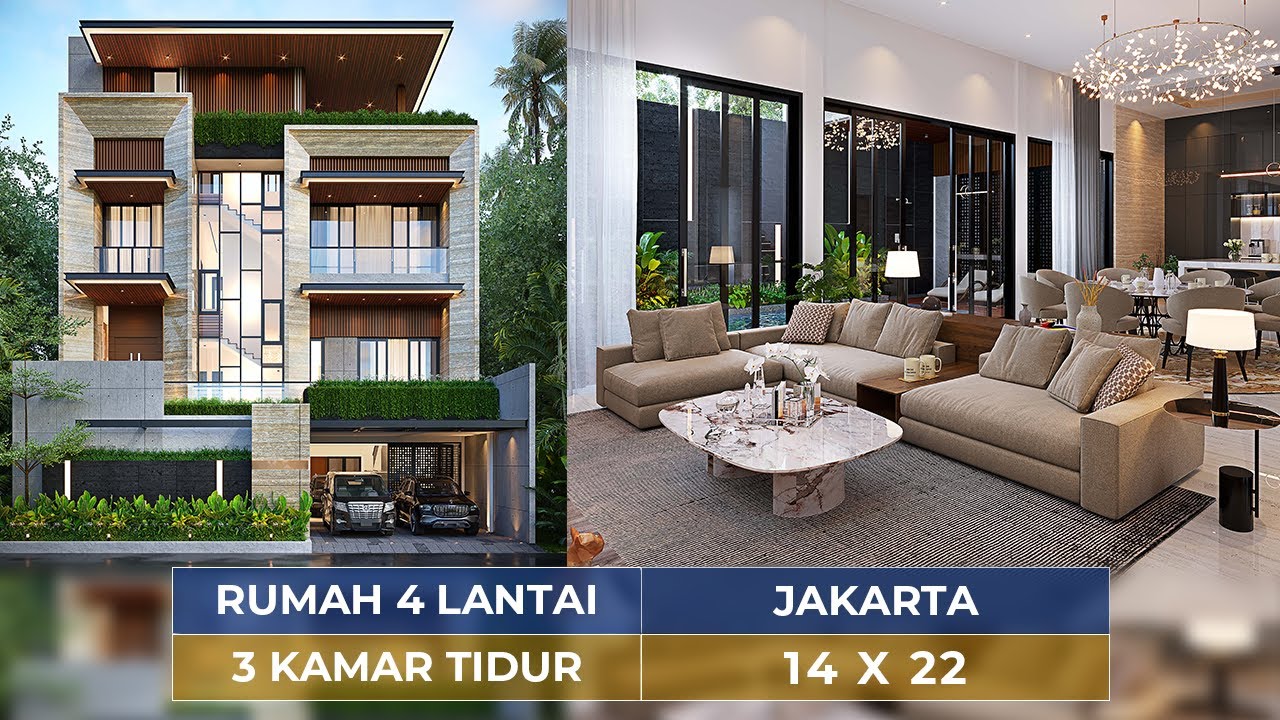 Video 3D Desain Rumah Modern 4 Lantai Ibu RNI 1623 - Jakarta