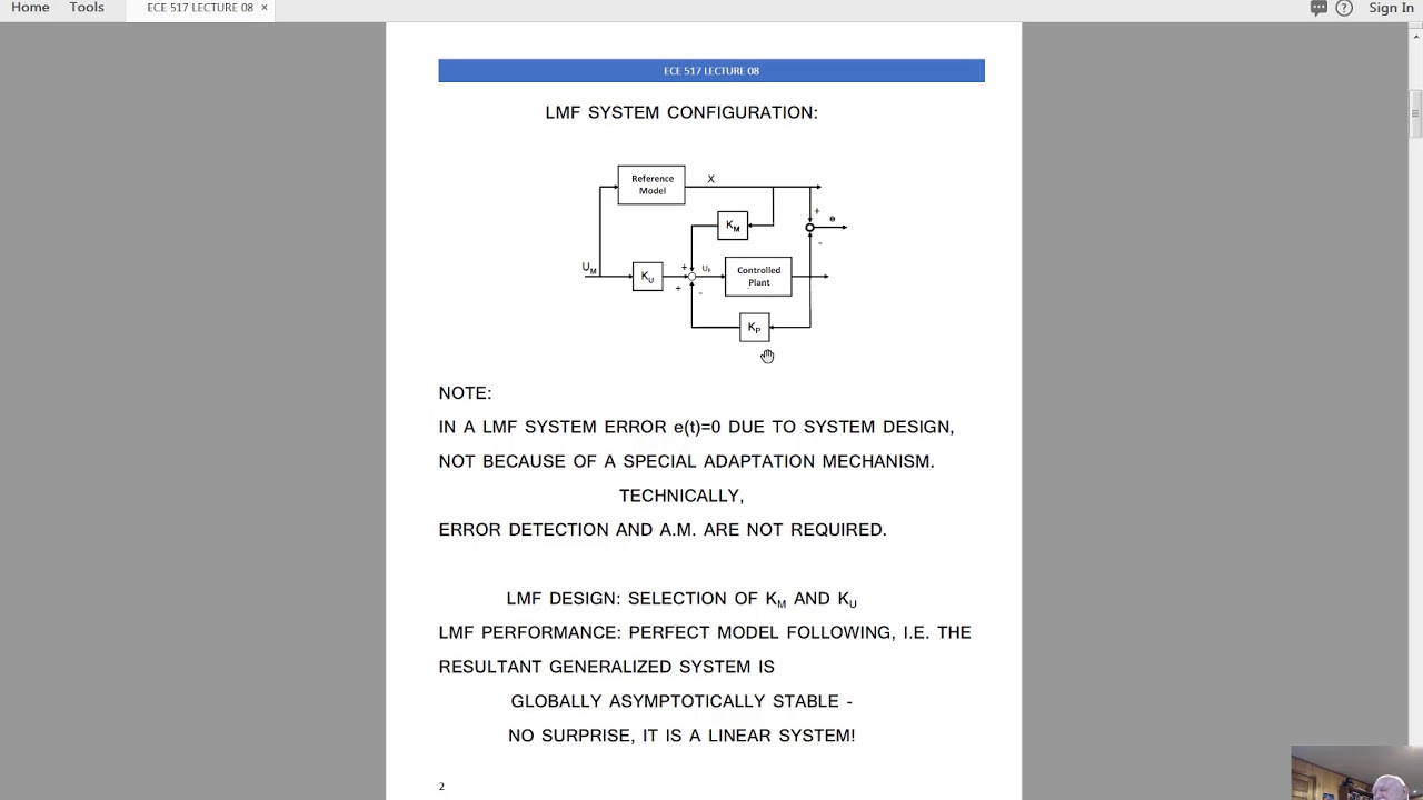 Adaptive Control Systems - Lecture 8