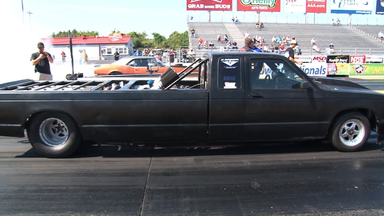 Stretched Chevy S10 Truck Has a Twin-Turbo Big Block in Its Bed, 9s ...