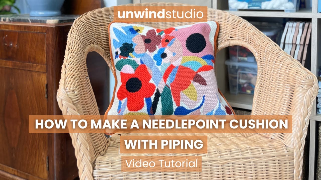 How to finish a Needlepoint Pillow Cushion with Piping - Video Tutorial