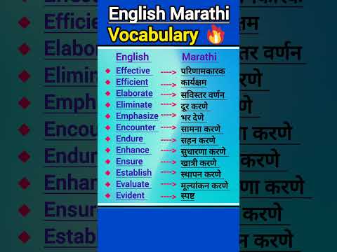 English Marathi Words 🌟 #english #shorts