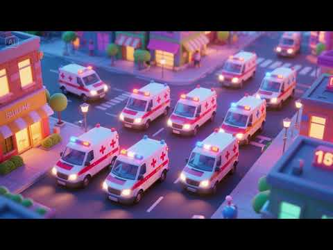 Ten Ambulances Flashing Lights and Count | Nursery Rhymes & Kids Songs