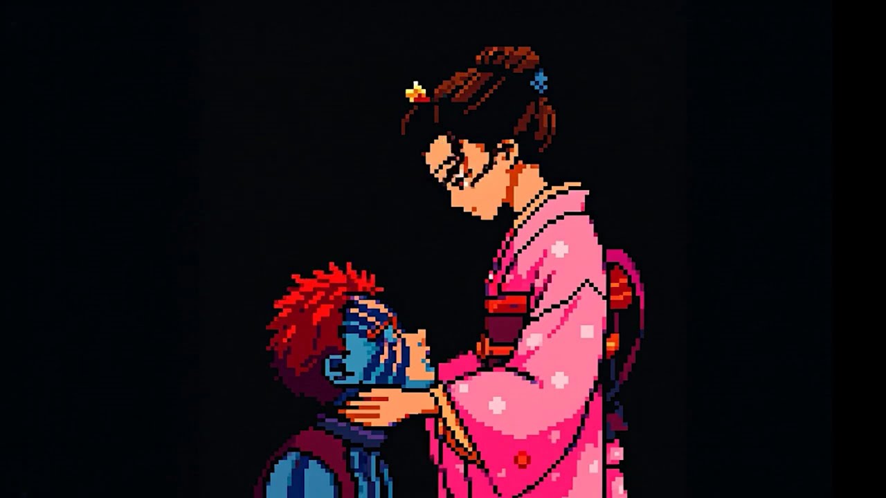 I'll Protect You Forever... | Akaza & Koyuki Pixel Art | Demon Slayer Sad Theme | LIVE WALLPAPER