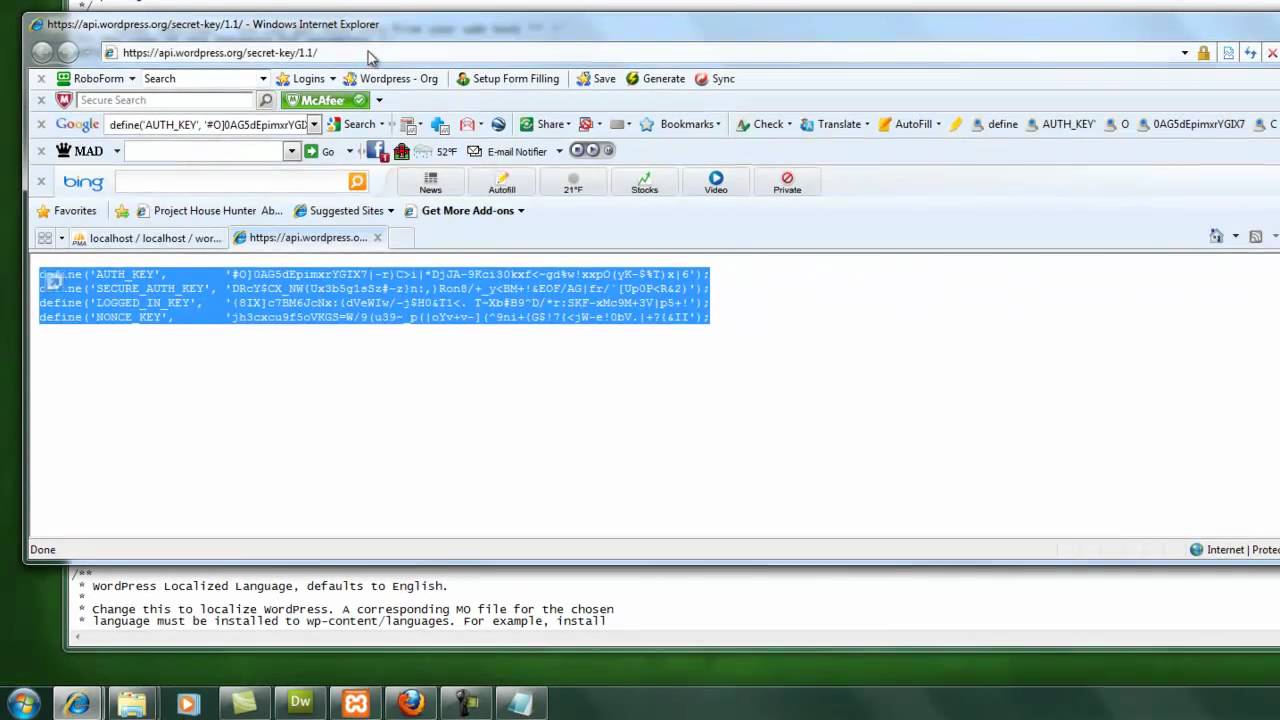 Wordpress Your Config Sample File