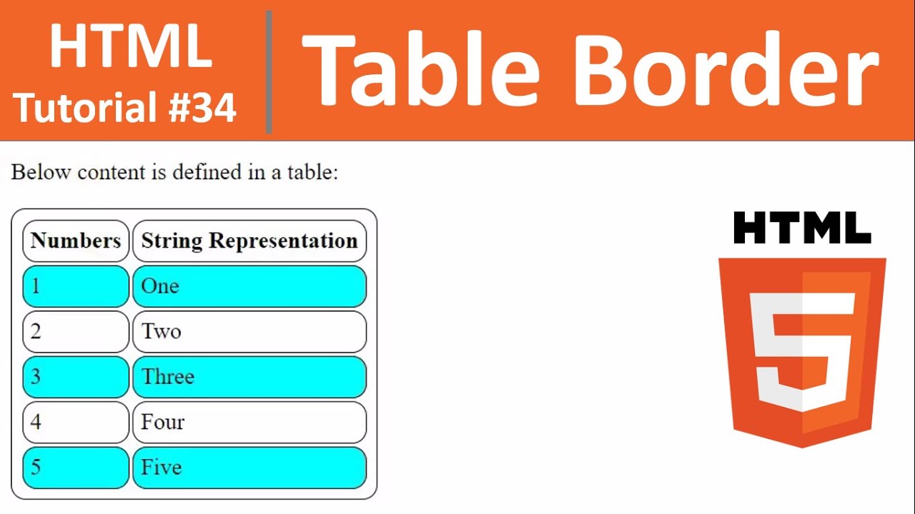 HTML Tutorial #34 - Table Border in HTML using CSS