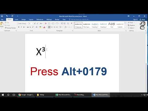 How to type cubed symbol in word