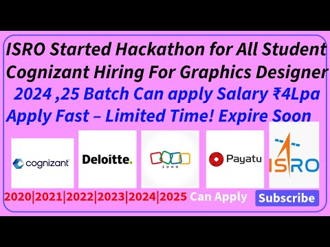 Direct Test ISRO , Cognizant , Deloitte , Zoho Hiring Freshers |2022, 2023 , 2024 , 2025 , 2026 jobs