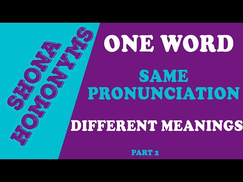 Learn Shona Homonyms Part 2 || One word - Same Pronunciation - Different Meanings