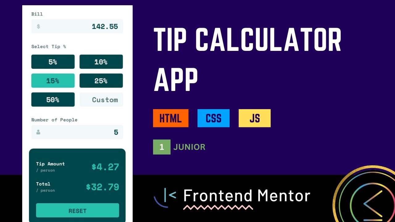 Tip calculator app - Frontend Mentor - HTML CSS JAVASCRIPT