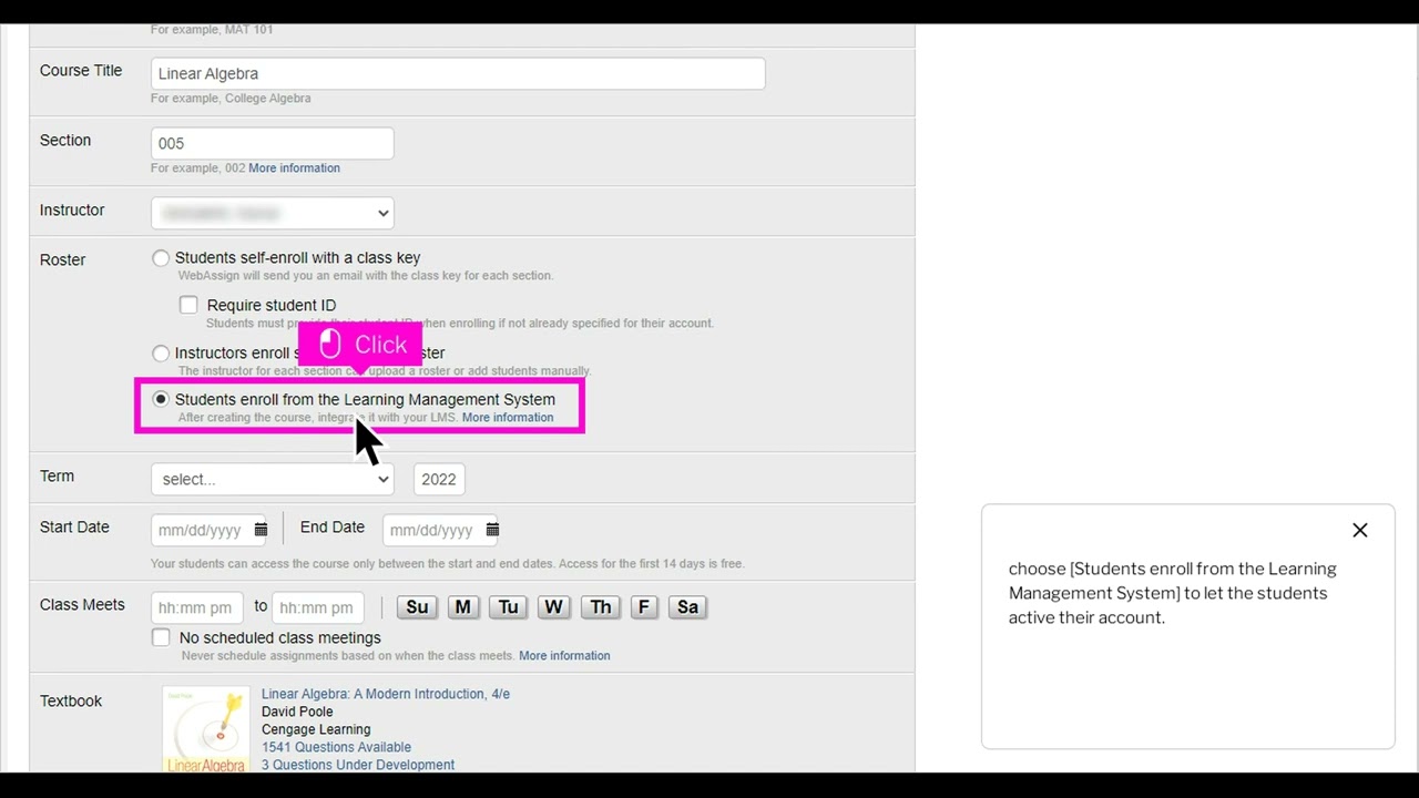 How to Create Course On CENGAGE (WEBASSIGN)