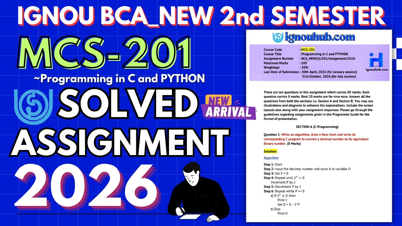 MCS-201 SOLVED ASSIGNMENT Jan-26/July-26 | IGNOU BCA_NEW 2nd Semester Solved Assignment 2026 | IGNOU