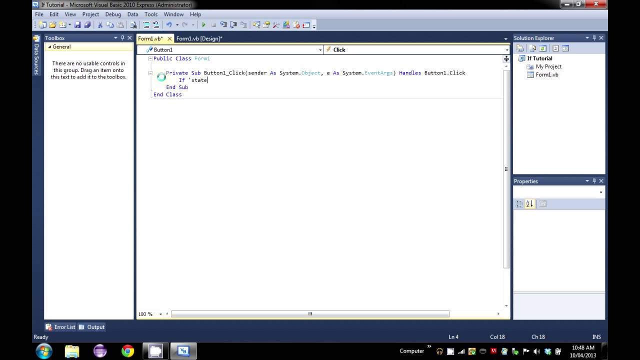 Visual Basic 2010 Tutorials Part 4 - Data Types and If