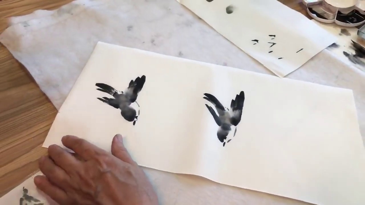 Small Birds Demonstration by Chinese Brush Painting/Sumi-e Master Ning Yeh