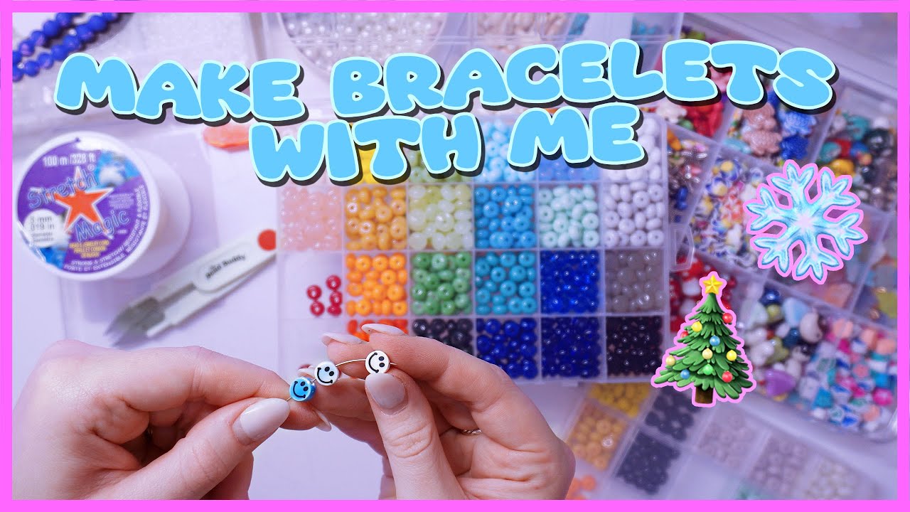 DIY GLASS BEAD BRACELETS 🎄✨🎅 (NEW GLASS BEADS🤩) Make Bracelets With Me ASMR 🎧💗