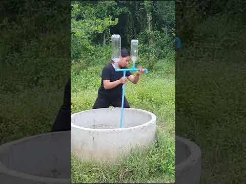 She make impressive manual water pump, #freeenergy #pvc