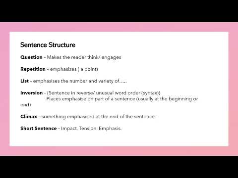 RUAE English National 5 SQA / GCSE AQA/ EDEXCEL - Sentence Structure