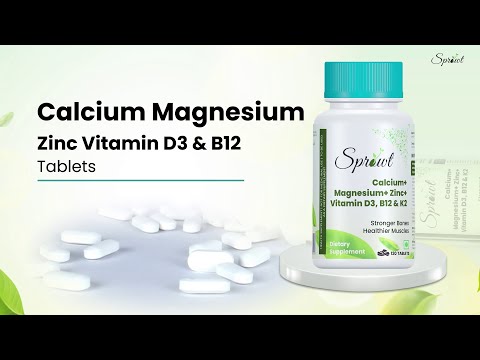 Sprowt Calcium Magnesium Zinc with Vitamin D3, B12 & K-120 Tablet For Bone Health & Joint Support