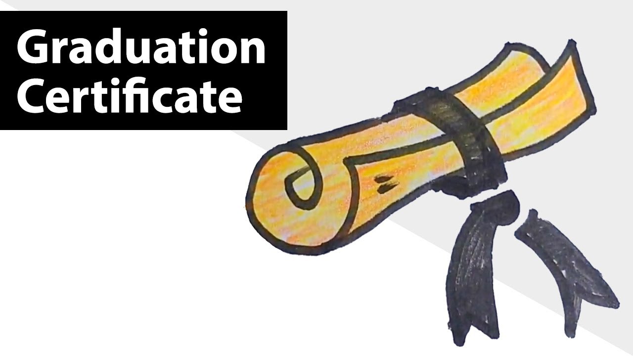 How to draw a graduation certificate? Education icon - drawing lessons for kids, degree certificate
