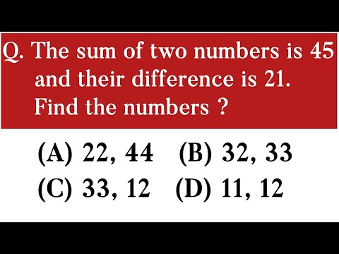 The sum of two numbers is 45 and their difference is 21. Find the numbers ?