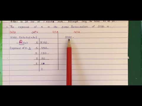 |CLASS10| |The exponent of 5 in the prime factorization of 3750 is |