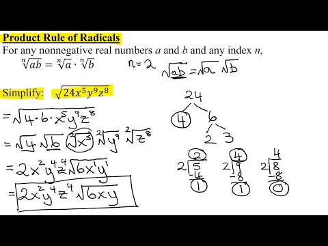 Simplify Square Root of 24x^5y^9z^8 (Simplify a Square Root Involving Variables) Sqrt(24x^5y^9z^8)