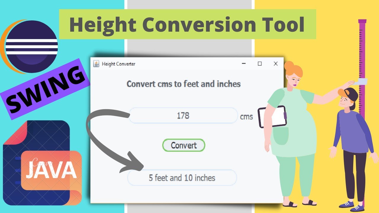 Modernized Height Converter | Mini Project | Java | Swing | Desktop Application (GUI) | Eclipse