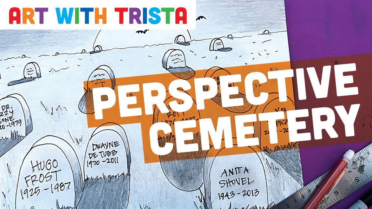 How to Make A 1-Point Perspective Drawing of a Cemetery Art Lesson - Art With Trista