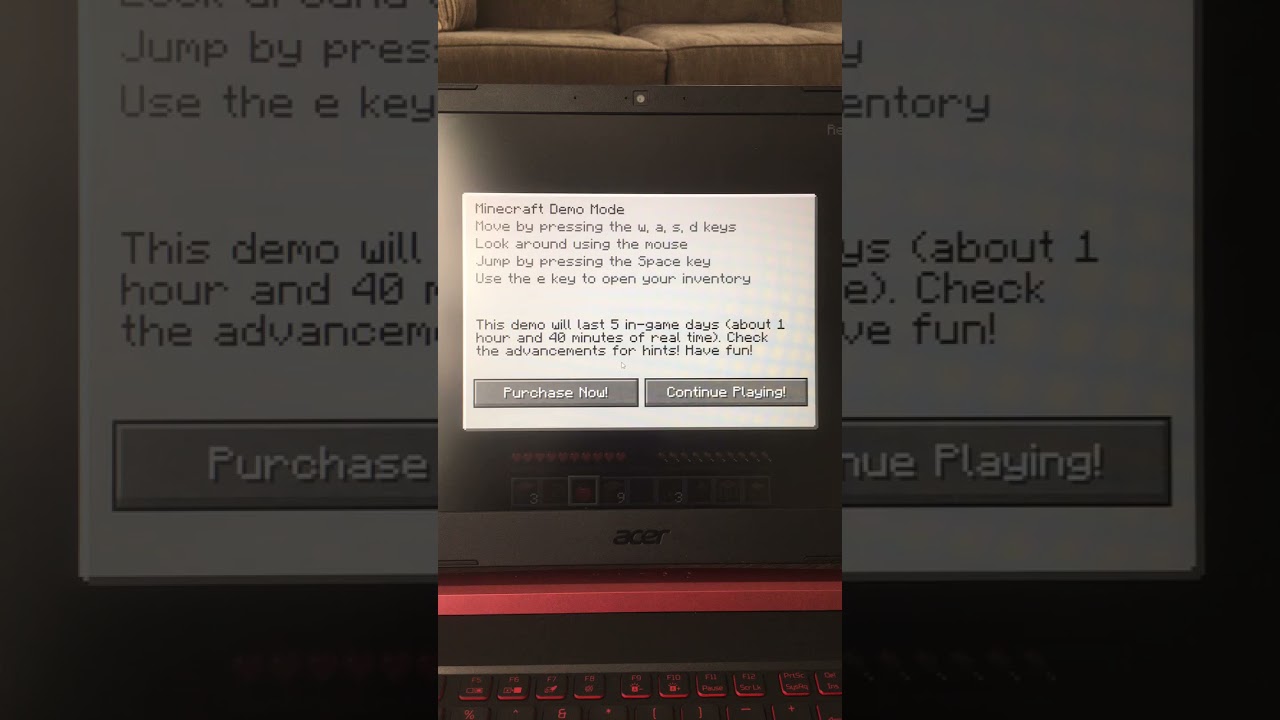 Minecraft demo mode screen