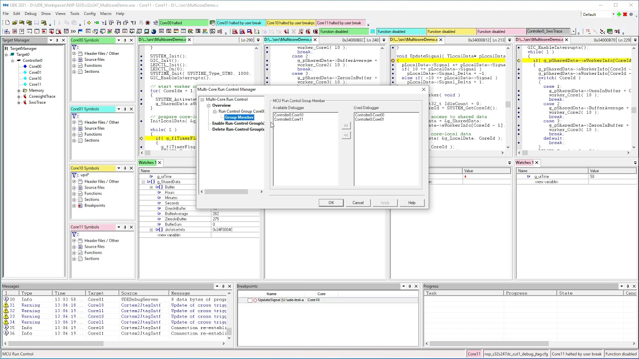 Debugging S32S in UDE: Basic Multi-Core Debugging