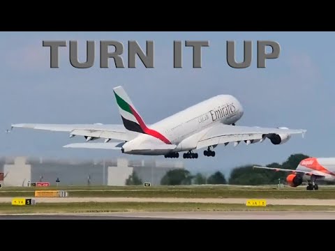 Emirates Airbus A380-800 📢(( LOUD Departure Manchester Airport