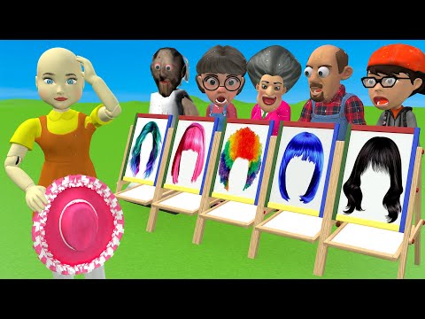 Scary Teacher 3D vs Squid Game Draw Hair Squid Girl Beautiful or Error Challenge 5 Times Challenge