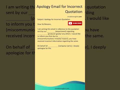 Apology Email for Incorrect Quotation - English Emails
