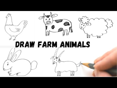 How to draw animals | Follow along drawing for kids | Farm animal drawing