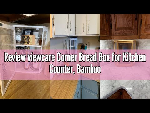 Review viewcare Corner Bread Box for Kitchen Counter, Bamboo Wood Black Bread Box, Large Capacity Br
