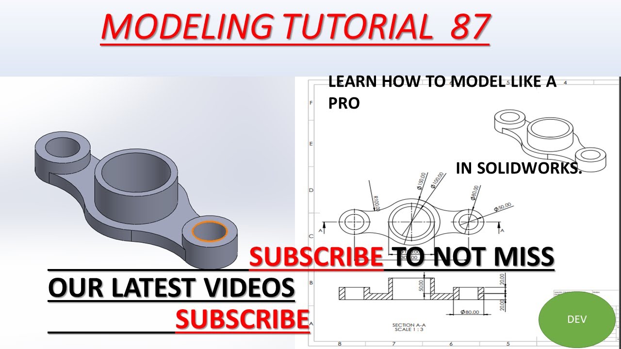 SolidWorks Modeling parts tutorial with Exercise 87