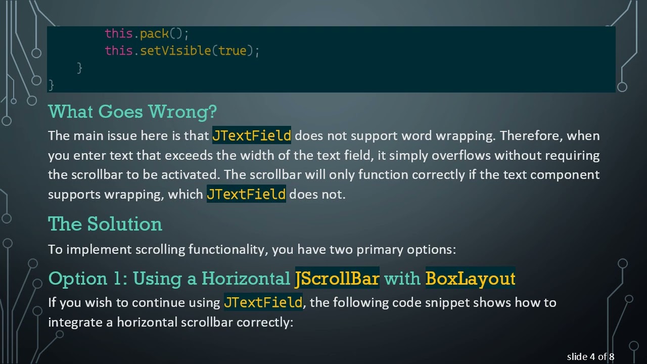 How to Fix JTextField Scrollbar Issues in Java Swing