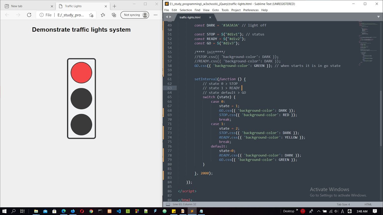 Traffic Lights System | java script