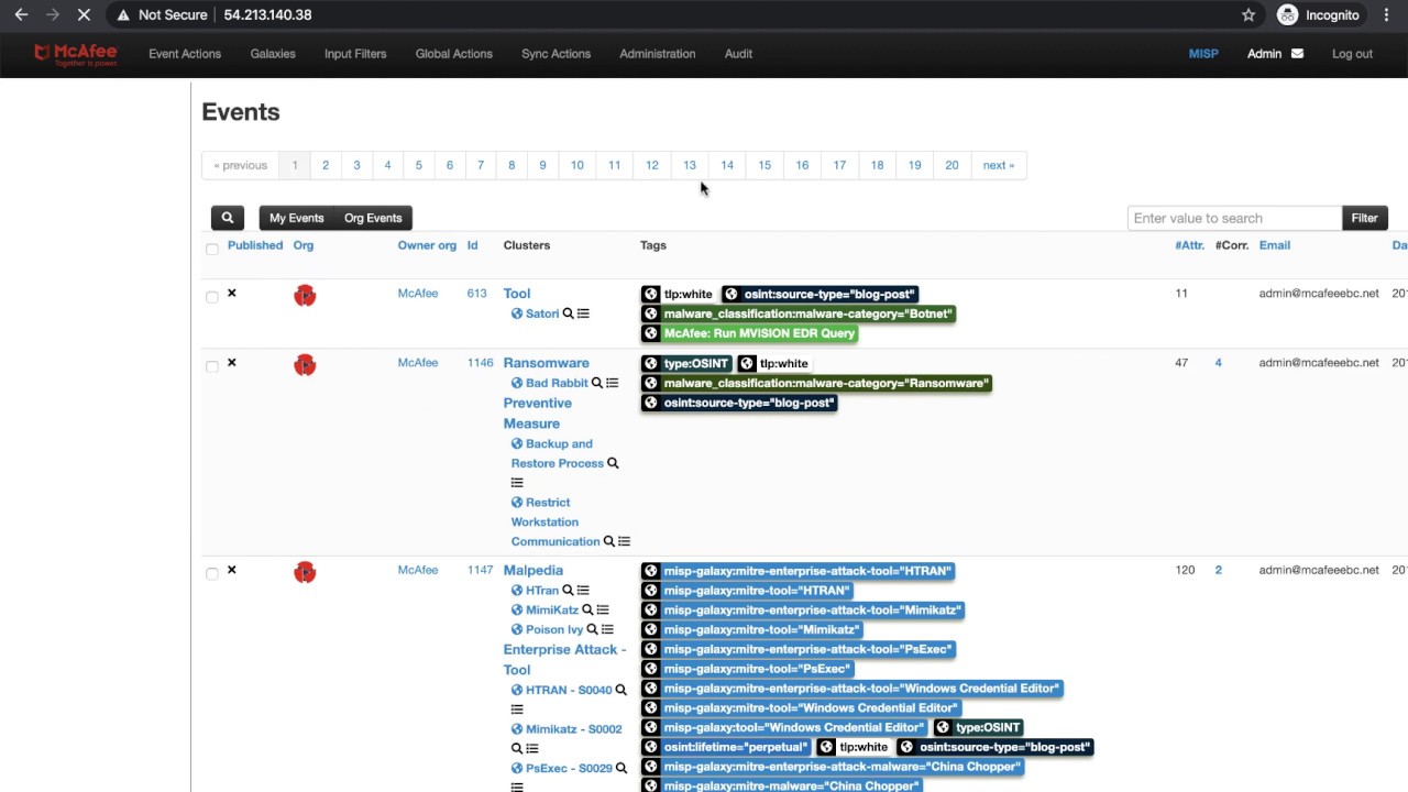 MISP - McAfee MVISION EDR Integration