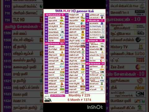 Tata Play Tamil Thalaiva Pack Recharge Price Increase Monthly ₹ 229 (6 Month ₹ 1374) Channel List