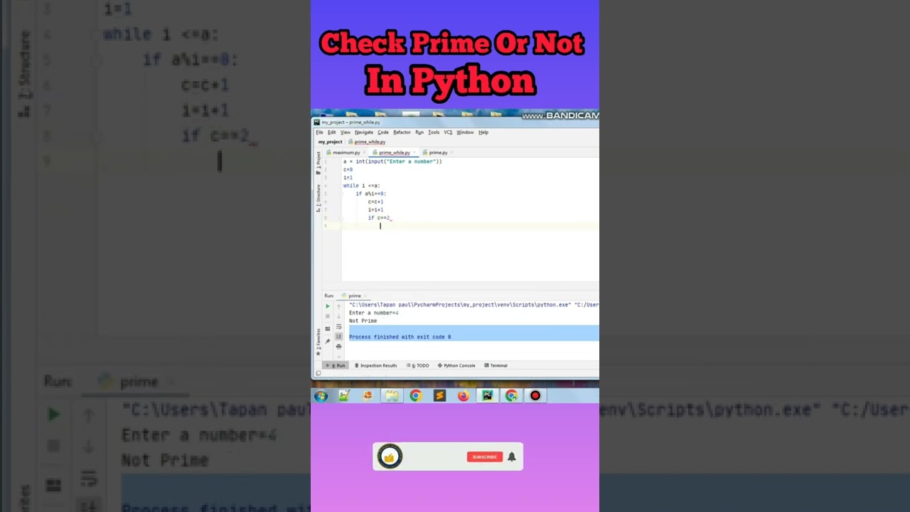 Check Prime Or Not in Python Programming ll #cpp ll #coding ll #programming ll #programmingshorts